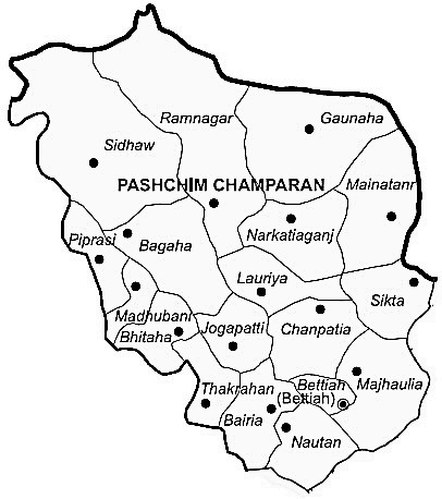 Pashchim Champaran District | Pashchim Champaran District Map